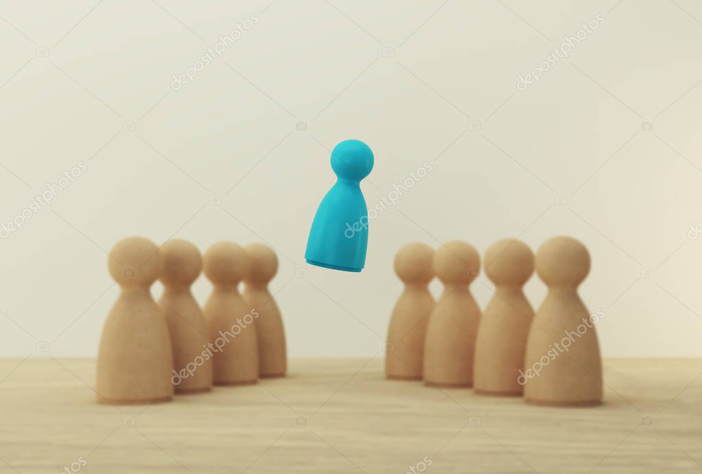 Elige la gente azul modelo sobresaliente de la multitud. Humano 2023