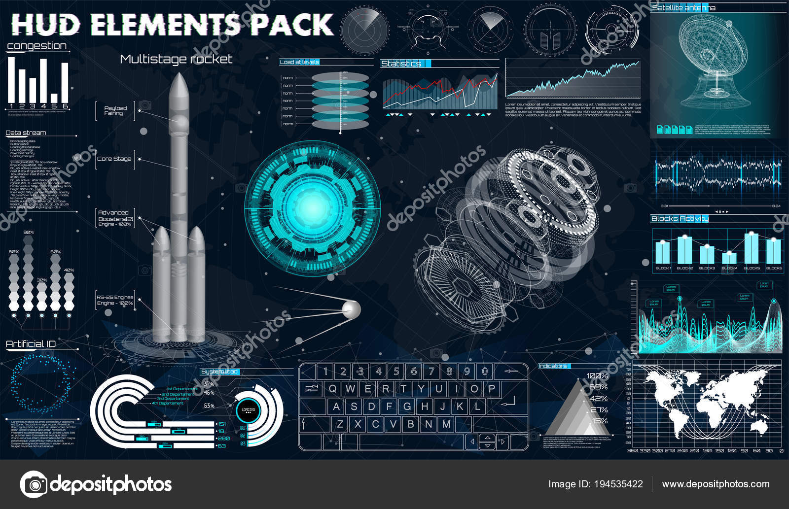 Space launch rockets, dashboard, 3d spaceship Stock Vector Image by ...