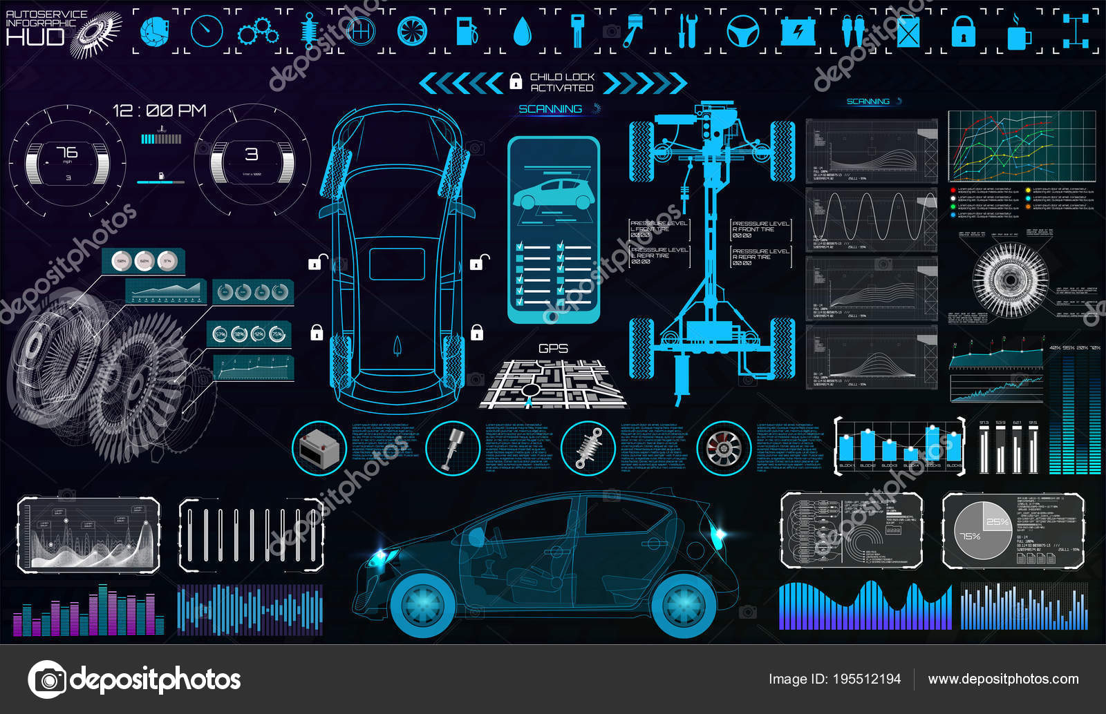 Futuristic user interface. Car service. style HUD Stock Vector Image by ...