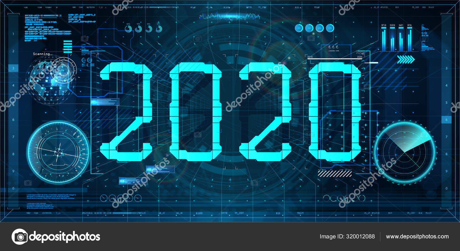 Technology 2020 New Year concept in futuristic style HUD Stock Vector ...