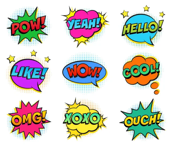 Retro Comic Speech Bubble Colorful Halftone Shadow White Background ...