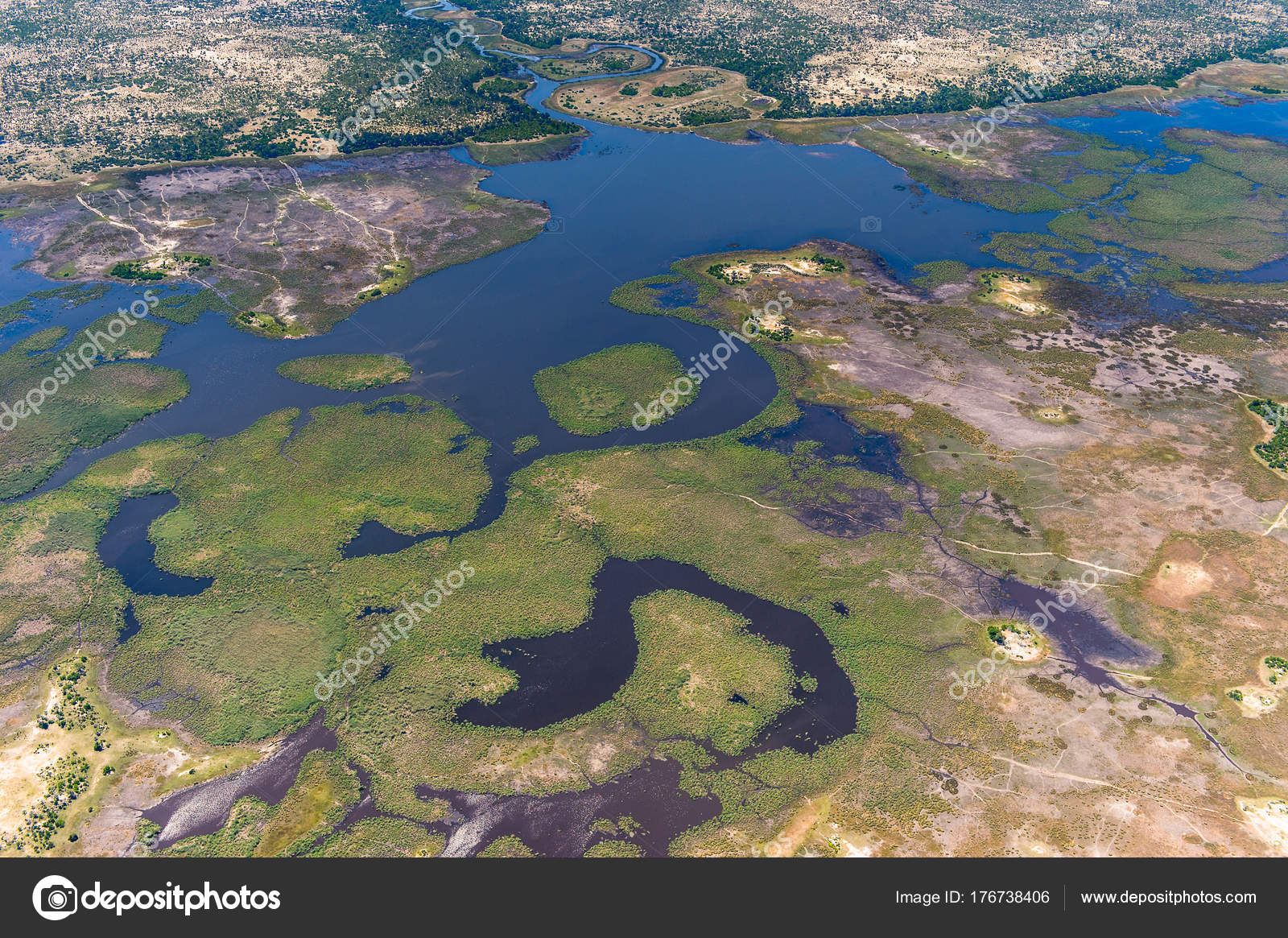 Aerial View Okavango Delta Okavango Grassland One Seven Natural Wonders ...