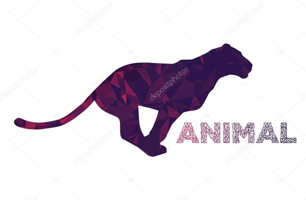 Pantera, puma, signo de gato salvaje con texto. Ejecución de logotipo ...