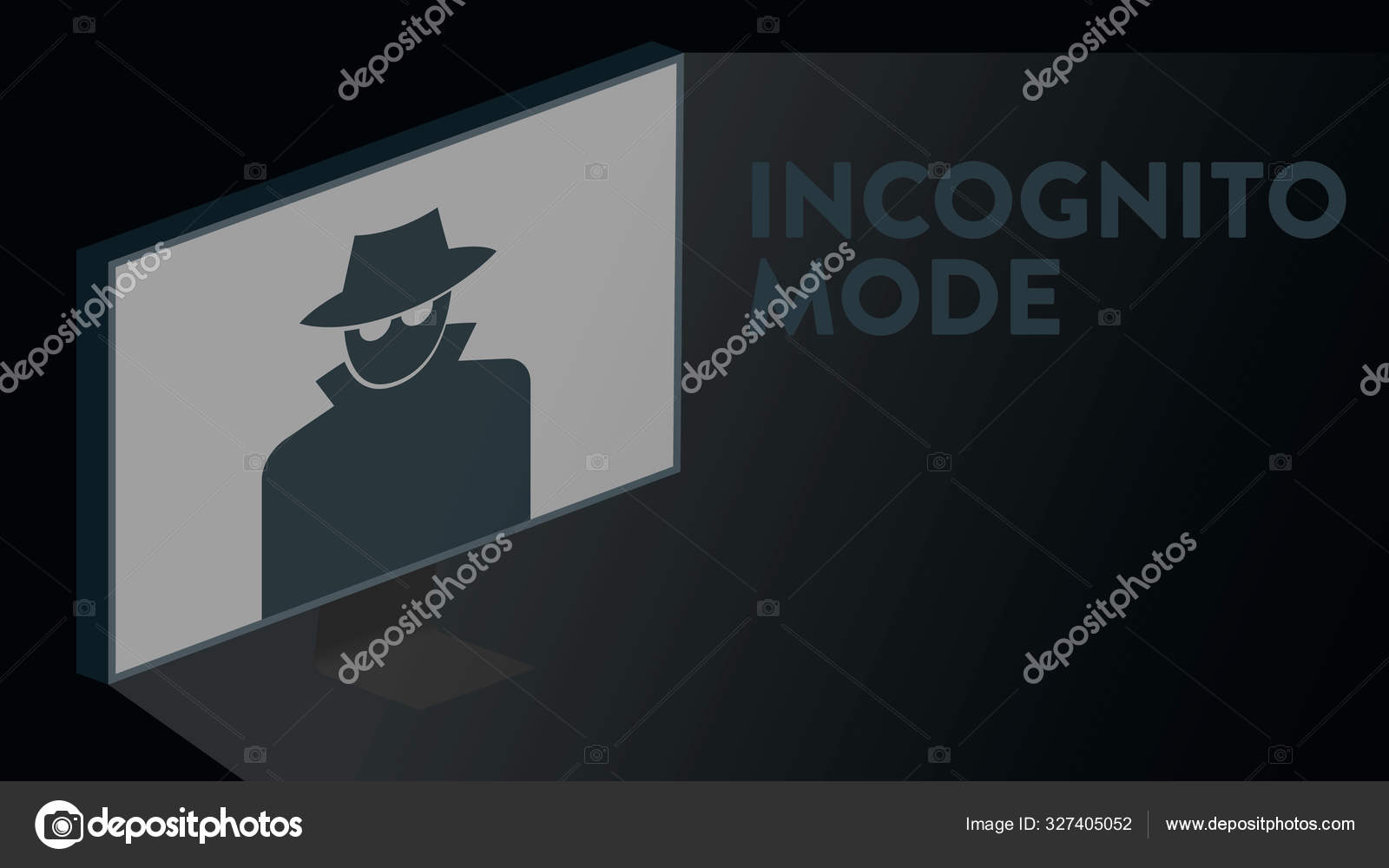 Vector illustration of a computer screen in an incognito mode with an ...