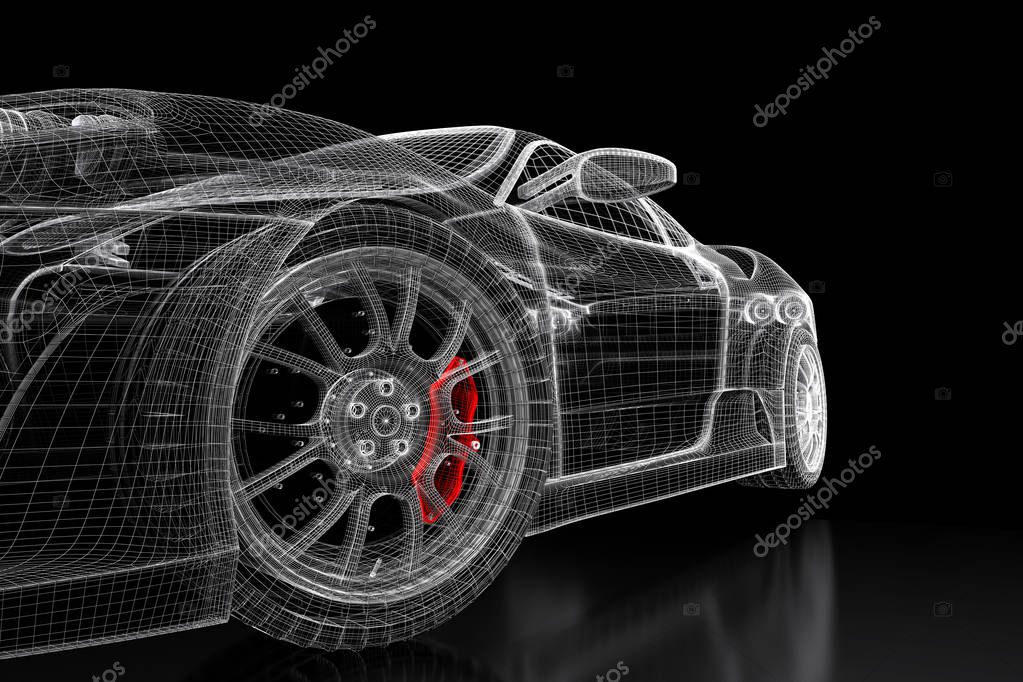 3D car mesh on a black — Stock Photo © Shtanzman #139452850
