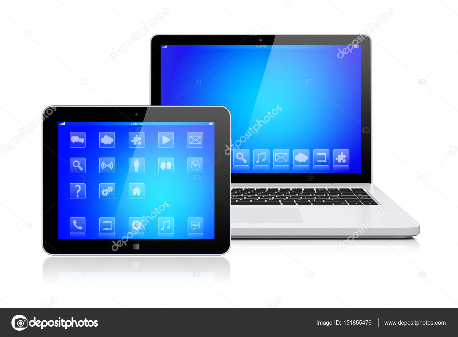 Ordenador portátil y tableta PC — Foto de stock © Shtanzman #151855476