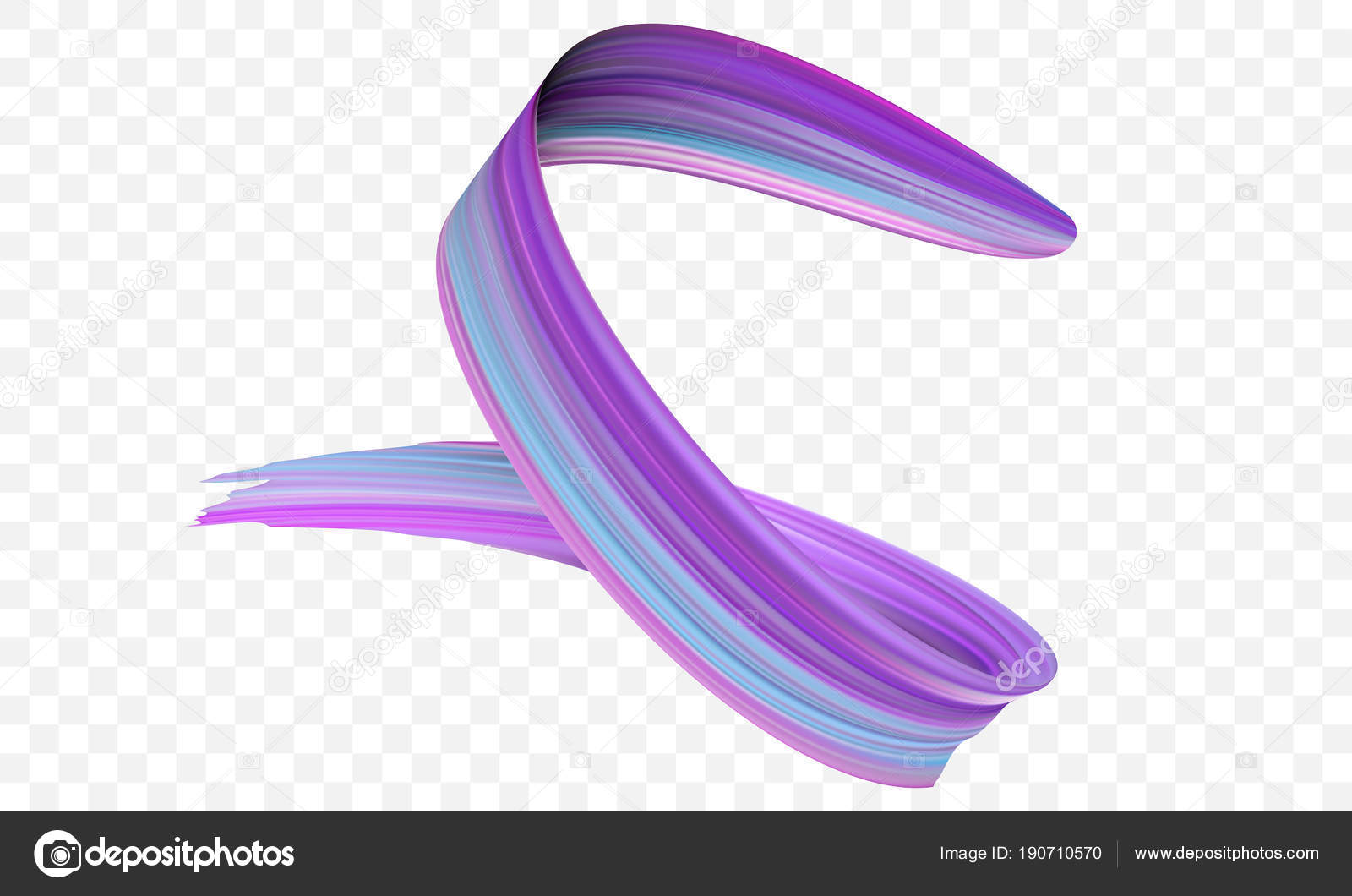 Acrylic purple paint brush stroke. Vector bright spiral gradient 3d ...