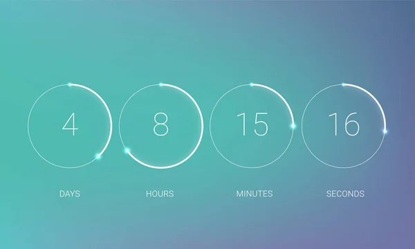 UI countdown clock counter timer. Vector digital count down circle board with circle time pie ...