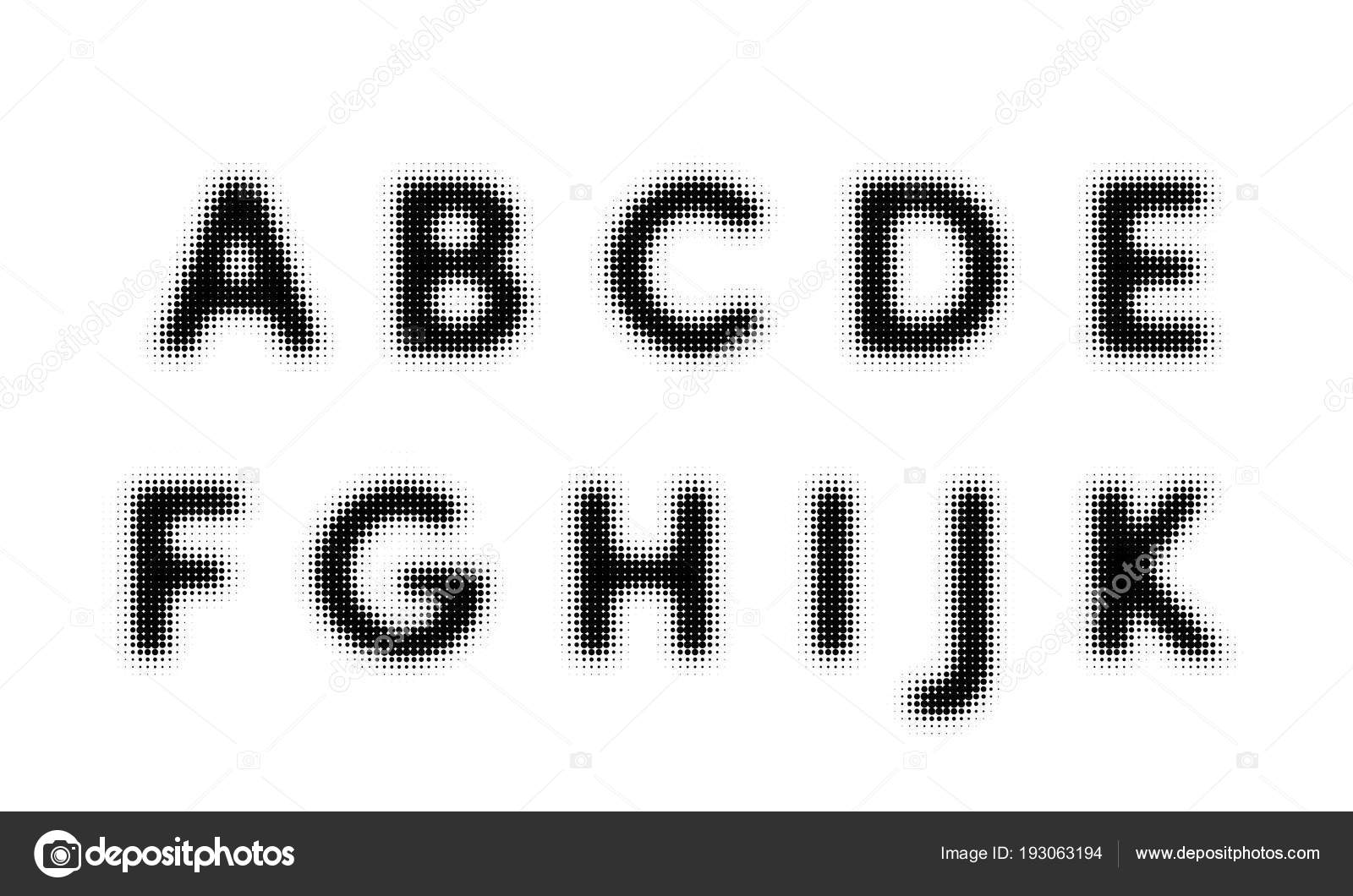 Letras de punto de vector de fuente de alfabeto medio tono Vector de ...