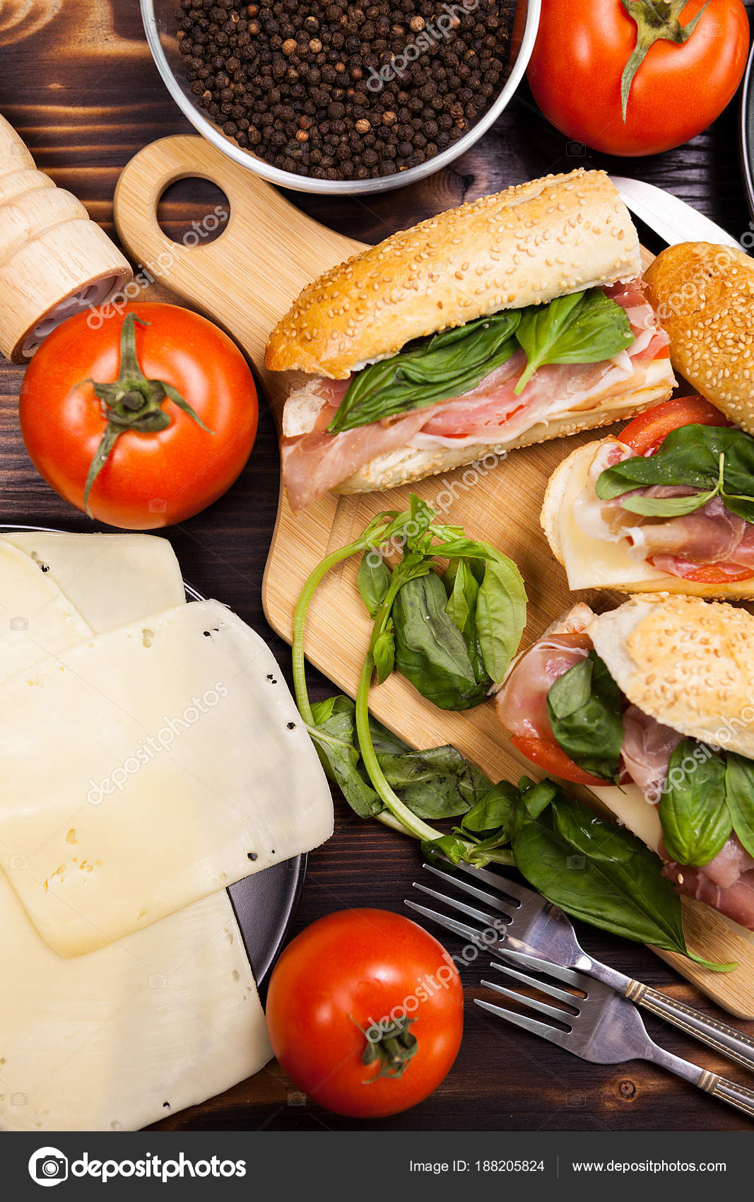 Top view on healthy sandwiches next to ingredients that it where Stock ...