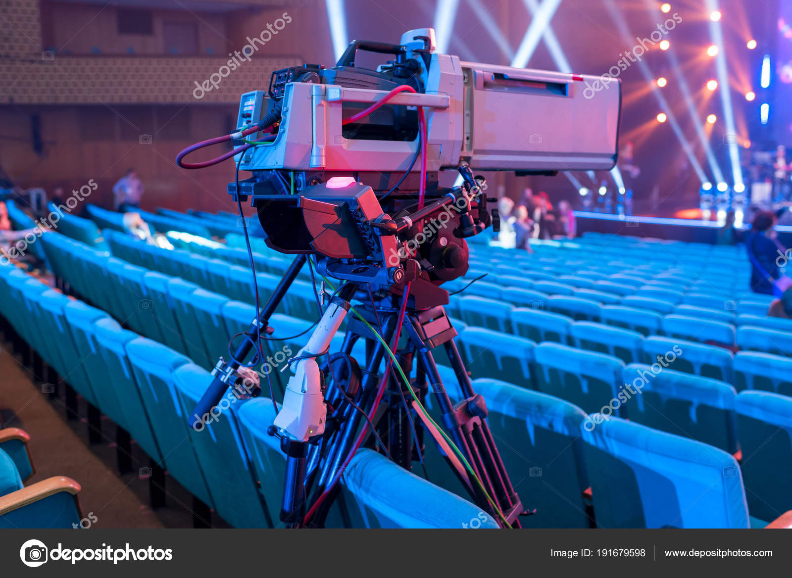 Professional Video Camera On Tripod