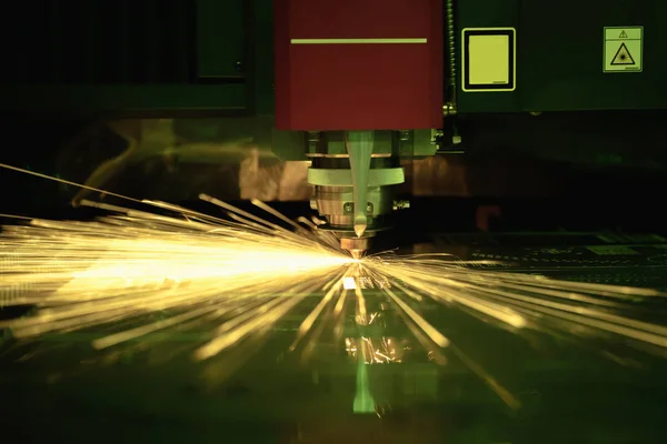 Cutting of sheet metal process with safety glass protection Stock Photo ...