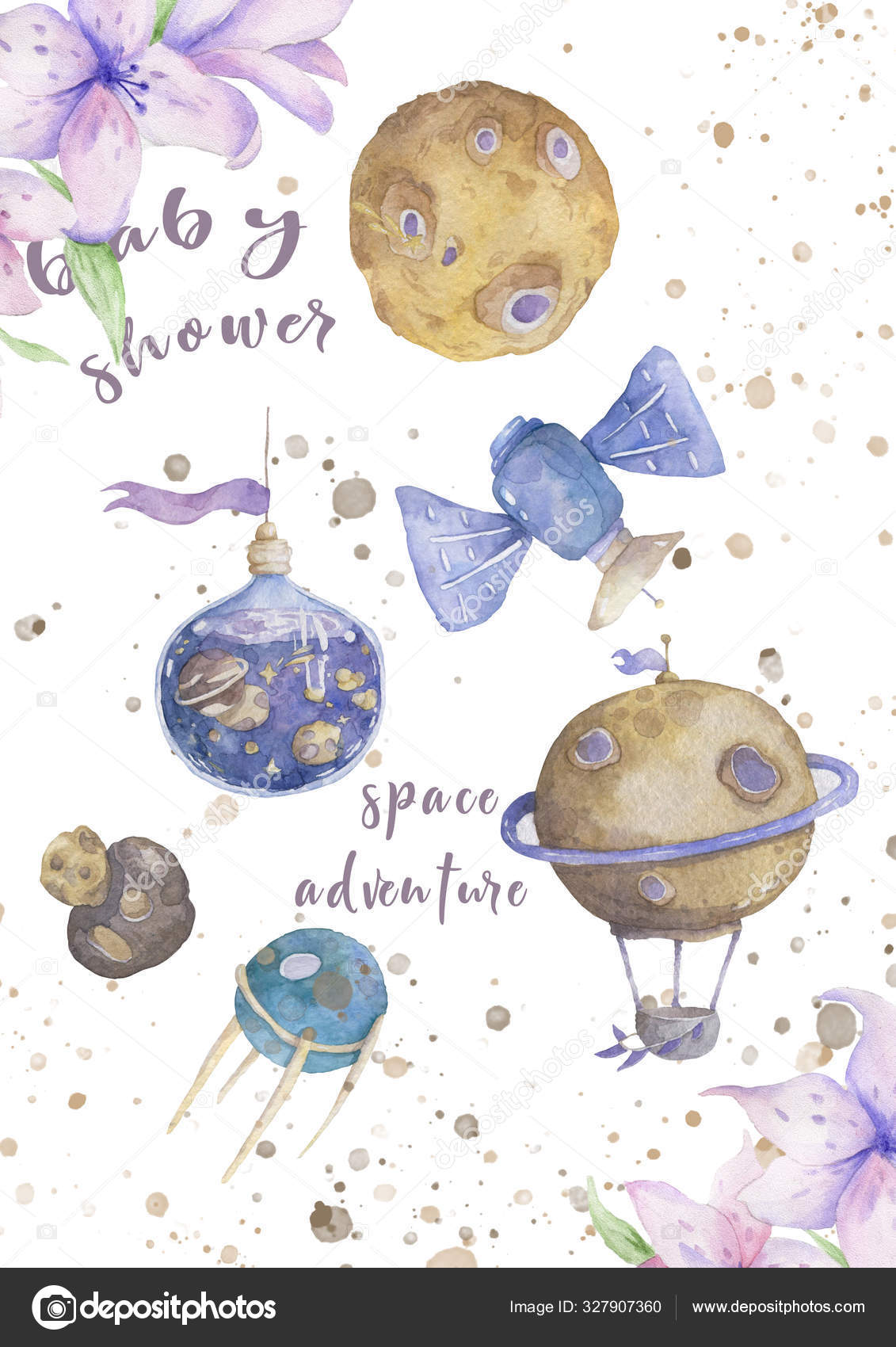 The universe kids Solar system with satellites and rockets Planets ...