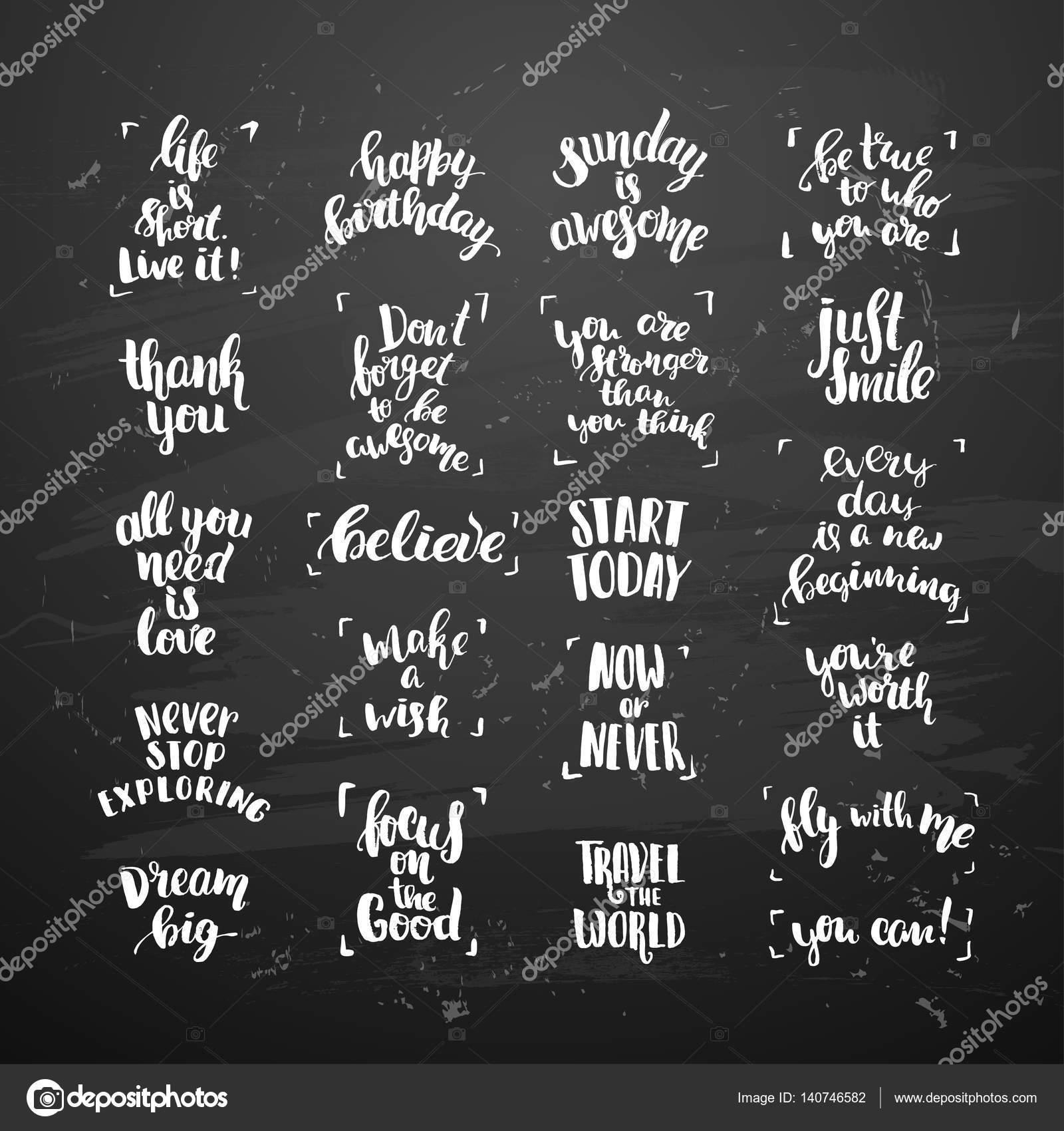 Vector set of trendy lettering posters. Hand drawn calligraphy ...