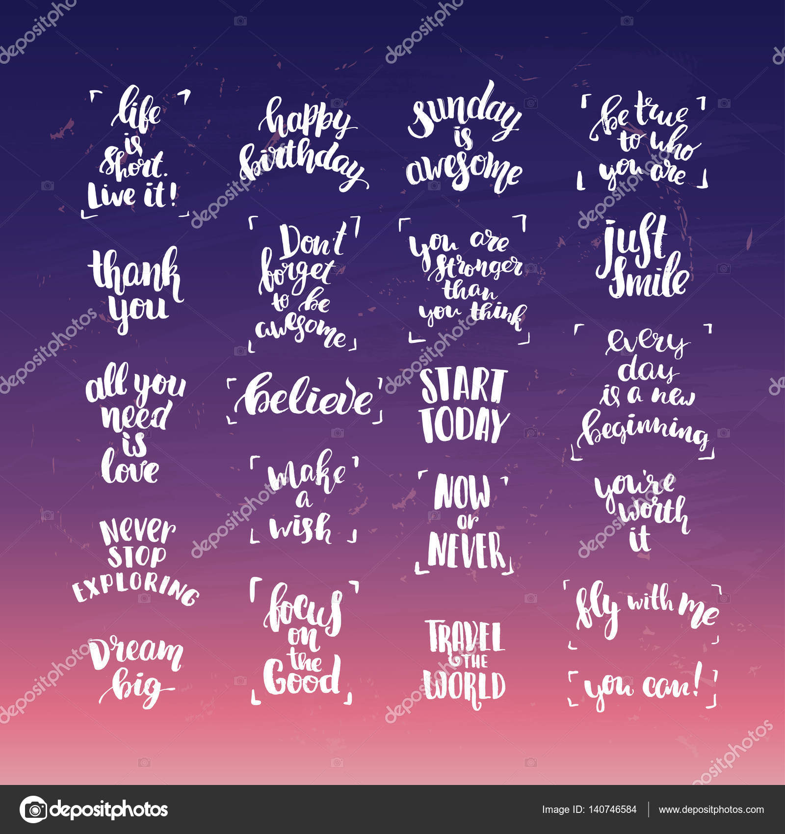 Vector set of trendy lettering posters. Hand drawn calligraphy ...