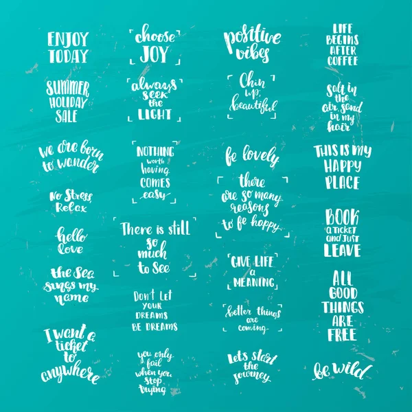 Vector set of trendy lettering posters. Hand drawn calligraphy ...
