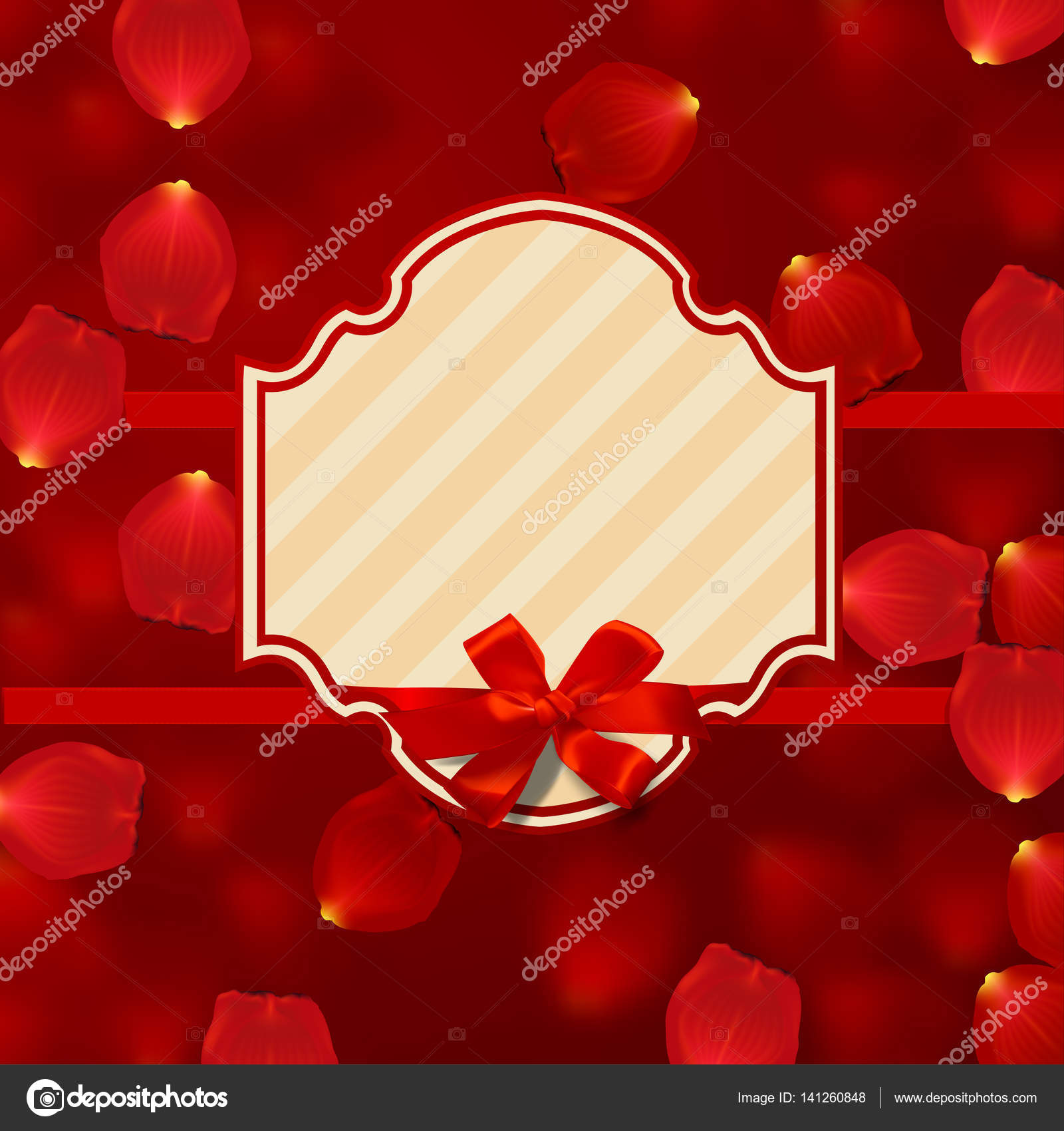 Valentine`s border Card design with red rose petals Stock Vector by ...