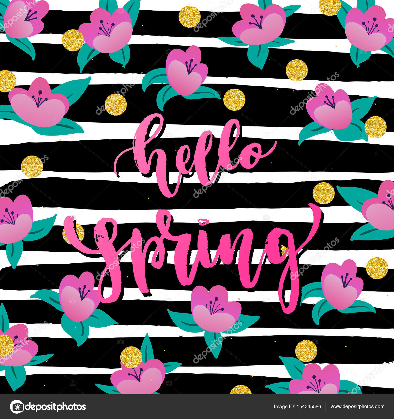 Hello spring lettering — Stock Vector © wywenka #154345586