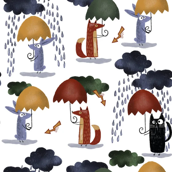 Hand Drawn Cute Cartoon Pastel Color Vector Seamless Pattern ...