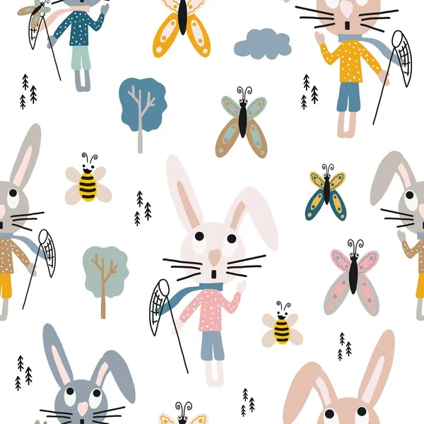 Hand Drawn Cute Cartoon Pastel Color Vector Seamless Pattern ...