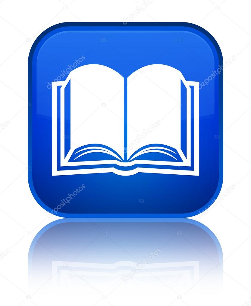 Book icon shiny blue square button — Stock Photo © FR_Design #126273564