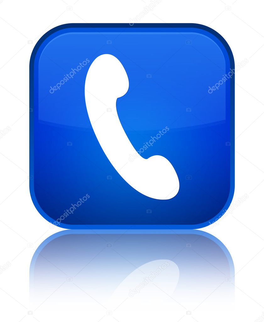Phone icon shiny blue square button — Stock Photo © FR_Design #126276666