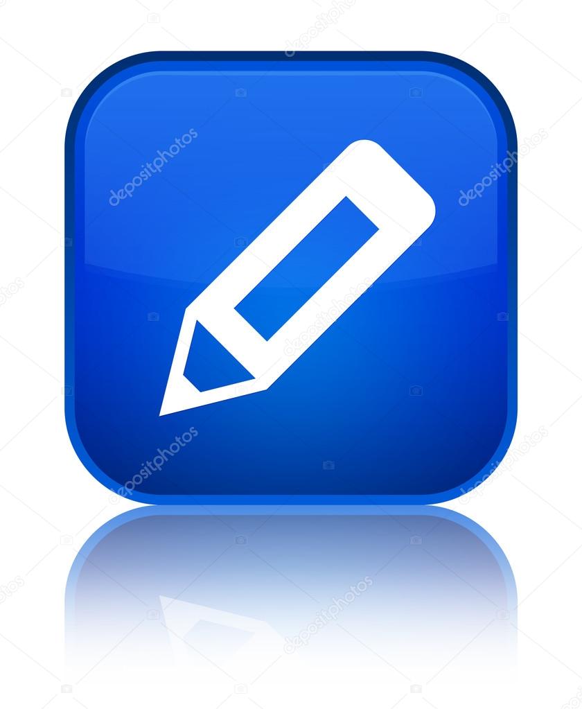 Pencil icon shiny blue square button — Stock Photo © FR_Design #126276940