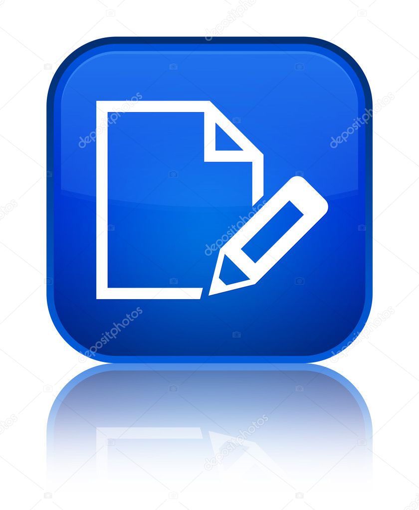 Edit document icon shiny blue square button — Stock Photo © FR_Design ...