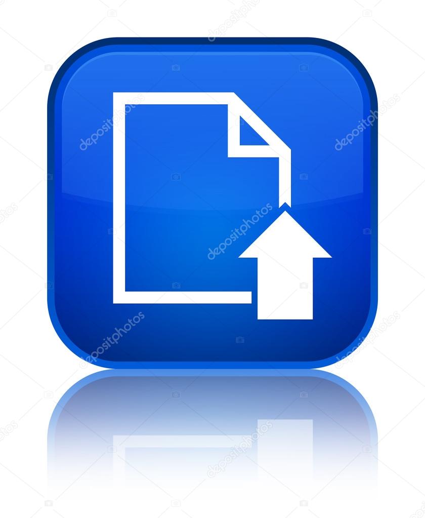 Upload document icon shiny blue square button — Stock Photo © FR_Design ...