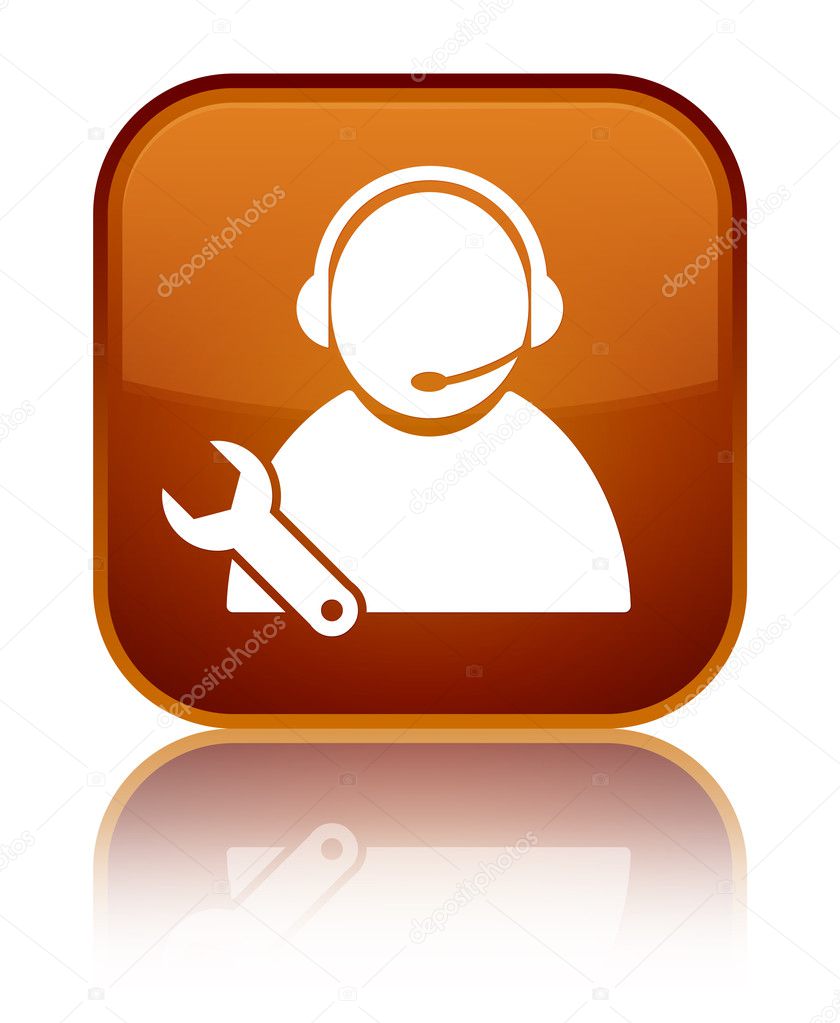 Tech support icon shiny brown square button Stock Illustration by ©FR ...