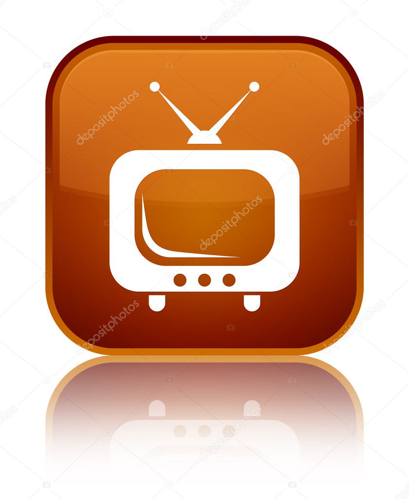 TV icon shiny brown square button Stock Illustration by ©FR_Design ...