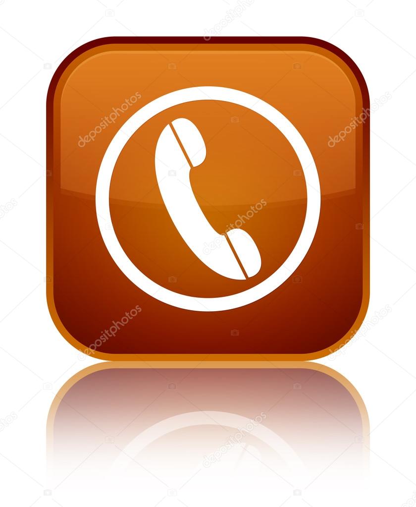 Phone icon shiny brown square button — Stock Photo © FR_Design #126455122