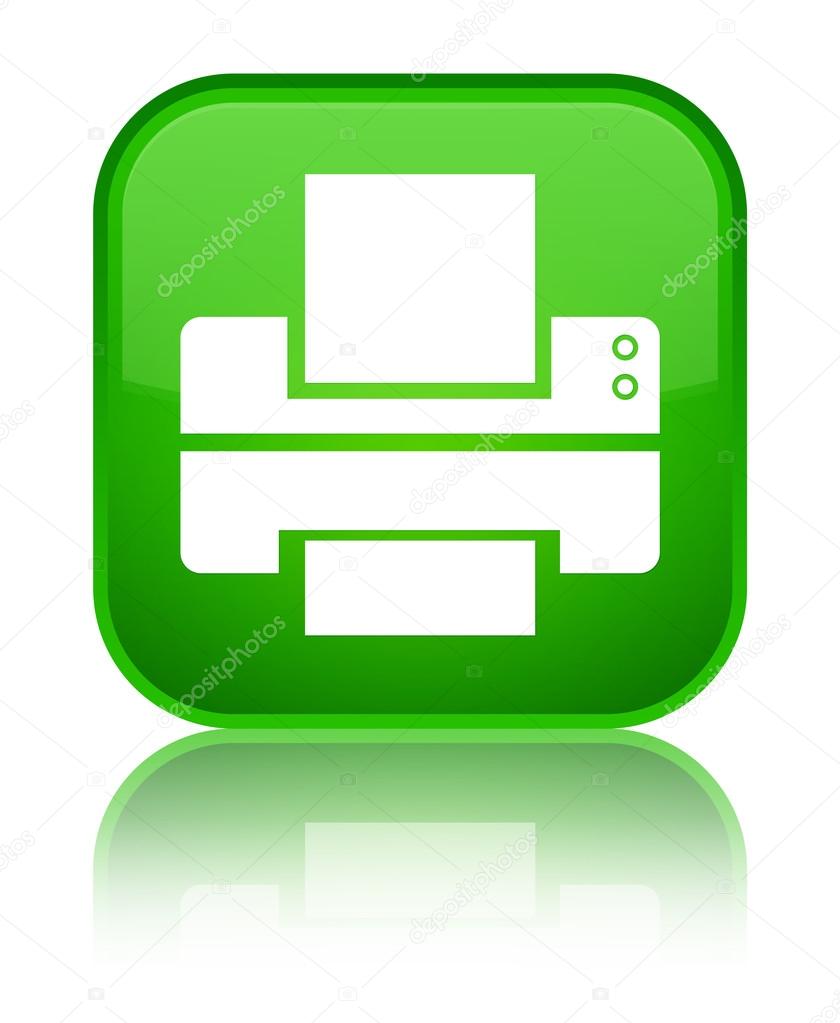 Printer icon shiny green square button — Stock Photo © FR_Design #126857572