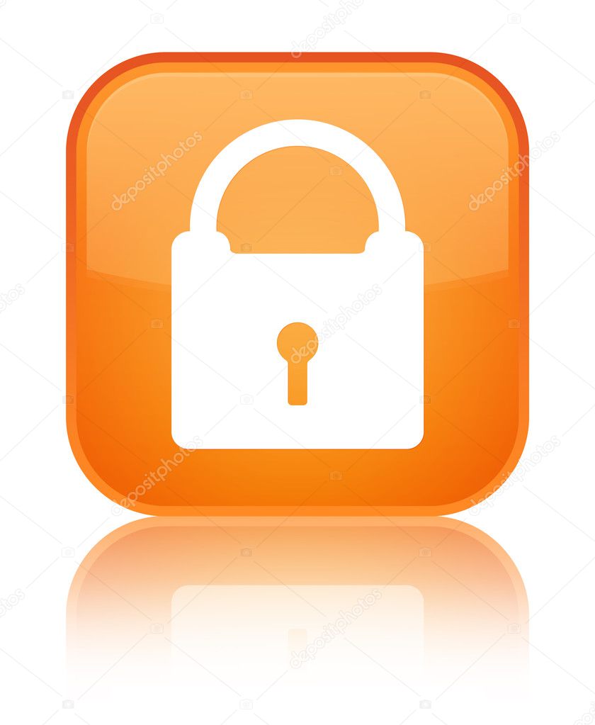 Padlock icon shiny orange square button — Stock Photo © FR_Design ...