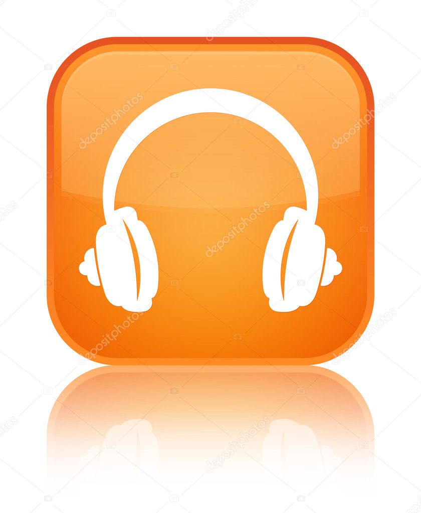 Headphone icon shiny orange square button — Stock Photo © FR_Design ...