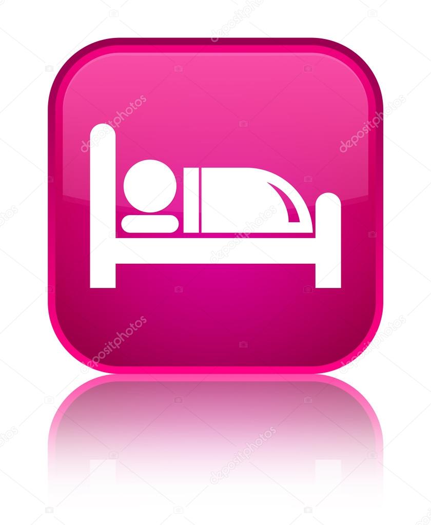 Hotel bed icon shiny pink square button — Stock Photo © FR_Design ...