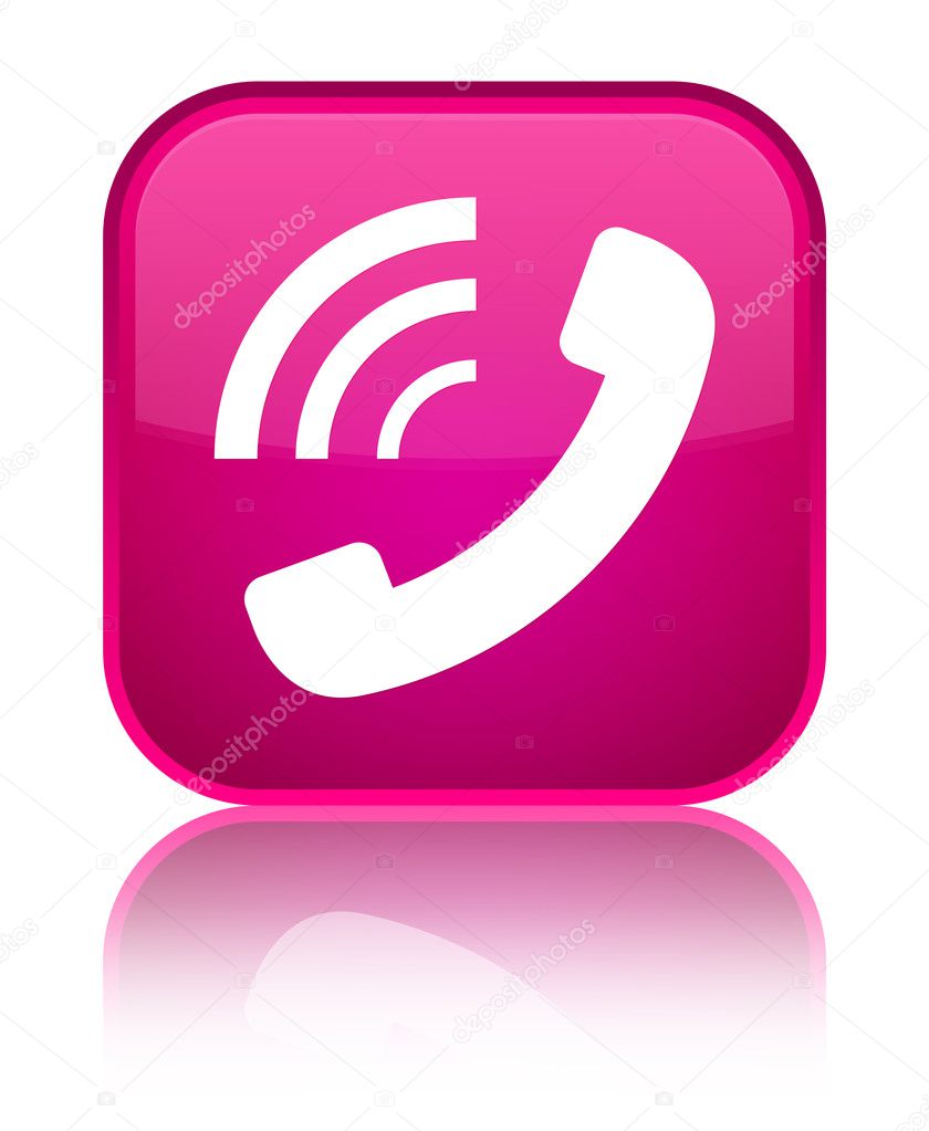 Phone ringing icon shiny pink square button — Stock Photo © FR_Design ...
