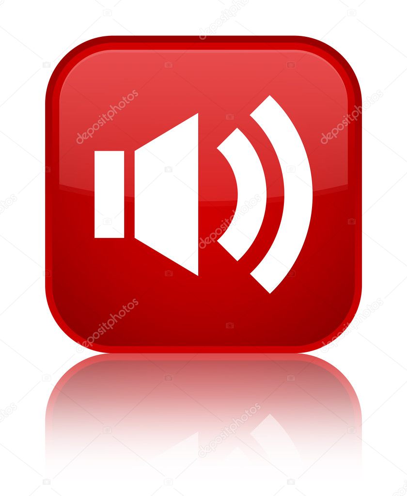 Volume icon shiny red square button — Stock Photo © FR_Design #127154226