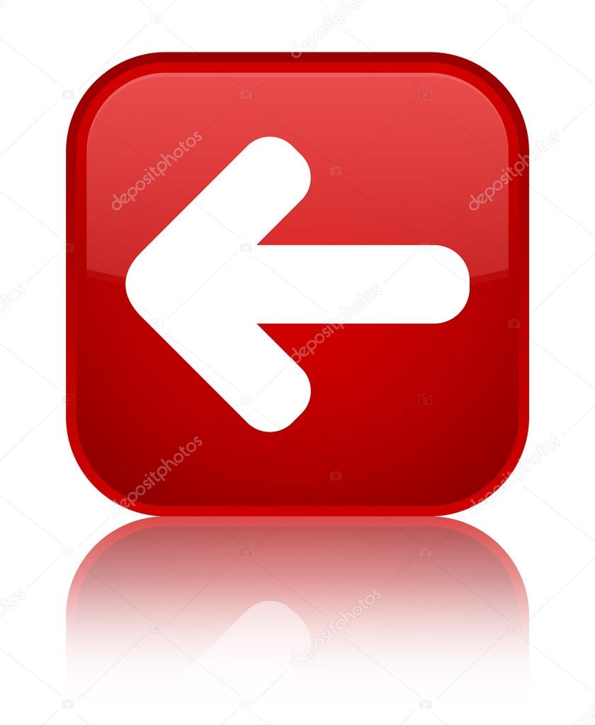 Indietro freccia icona pulsante quadrato rosso lucido — Foto stock di ...