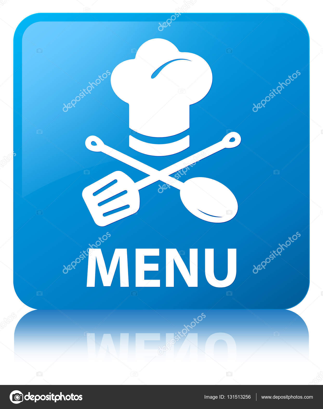 Menu (restaurant icon) cyan blue square button — Stock Photo © FR ...