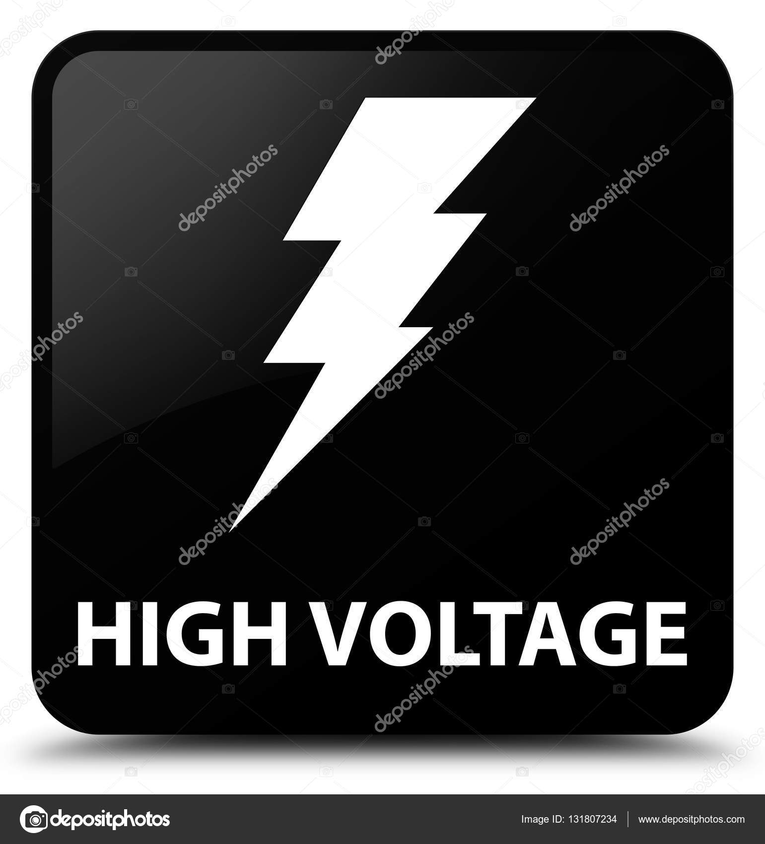 High voltage (electricity icon) black square button — Stock Photo © FR ...