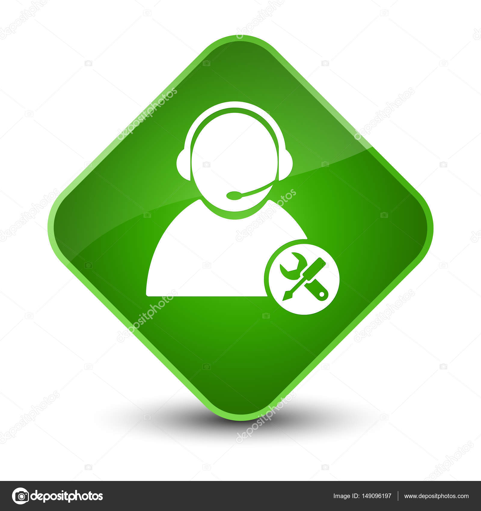Tech support icon elegant green diamond button — Stock Photo © FR ...