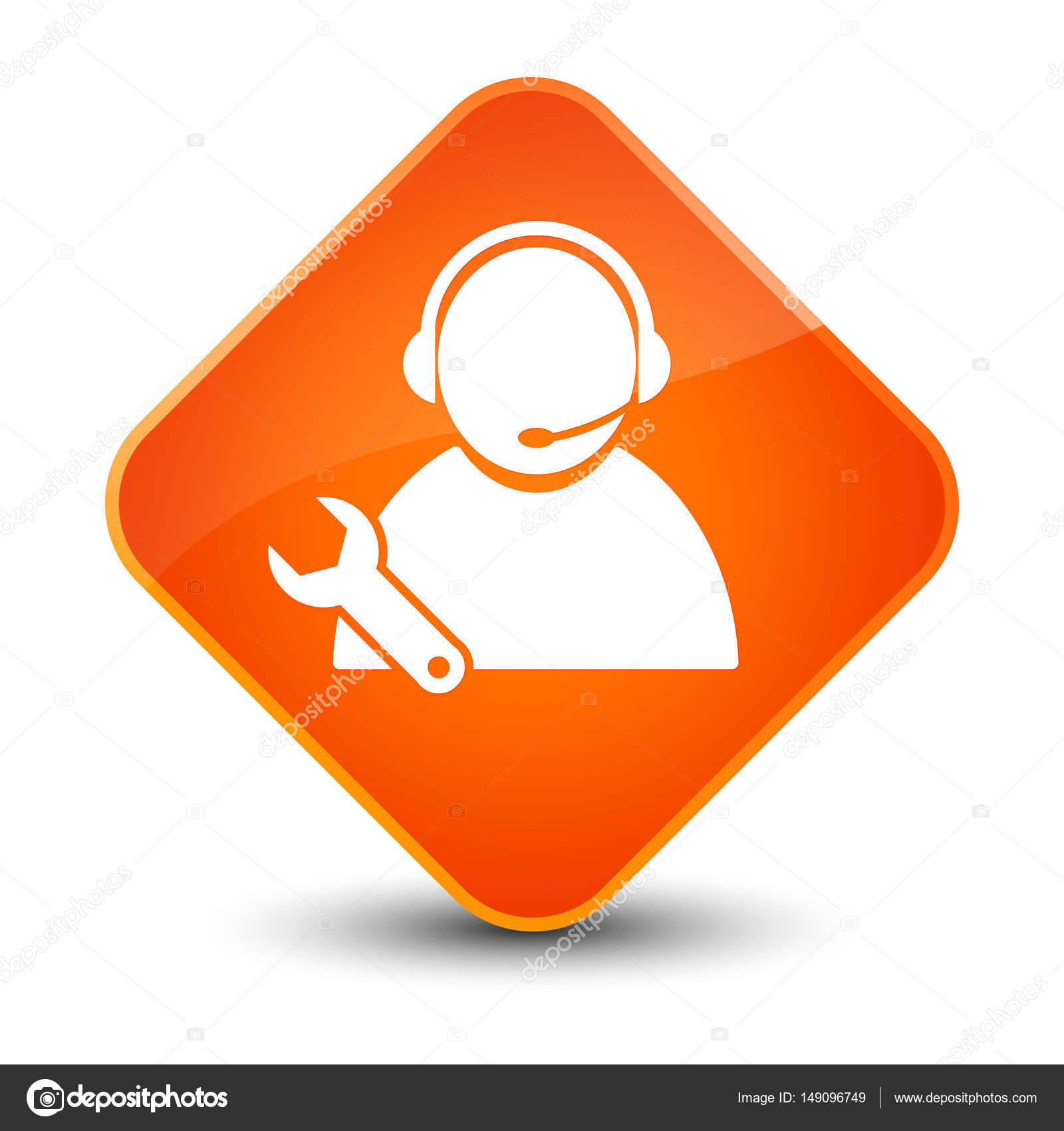 Tech support icon elegant orange diamond button — Stock Photo © FR ...