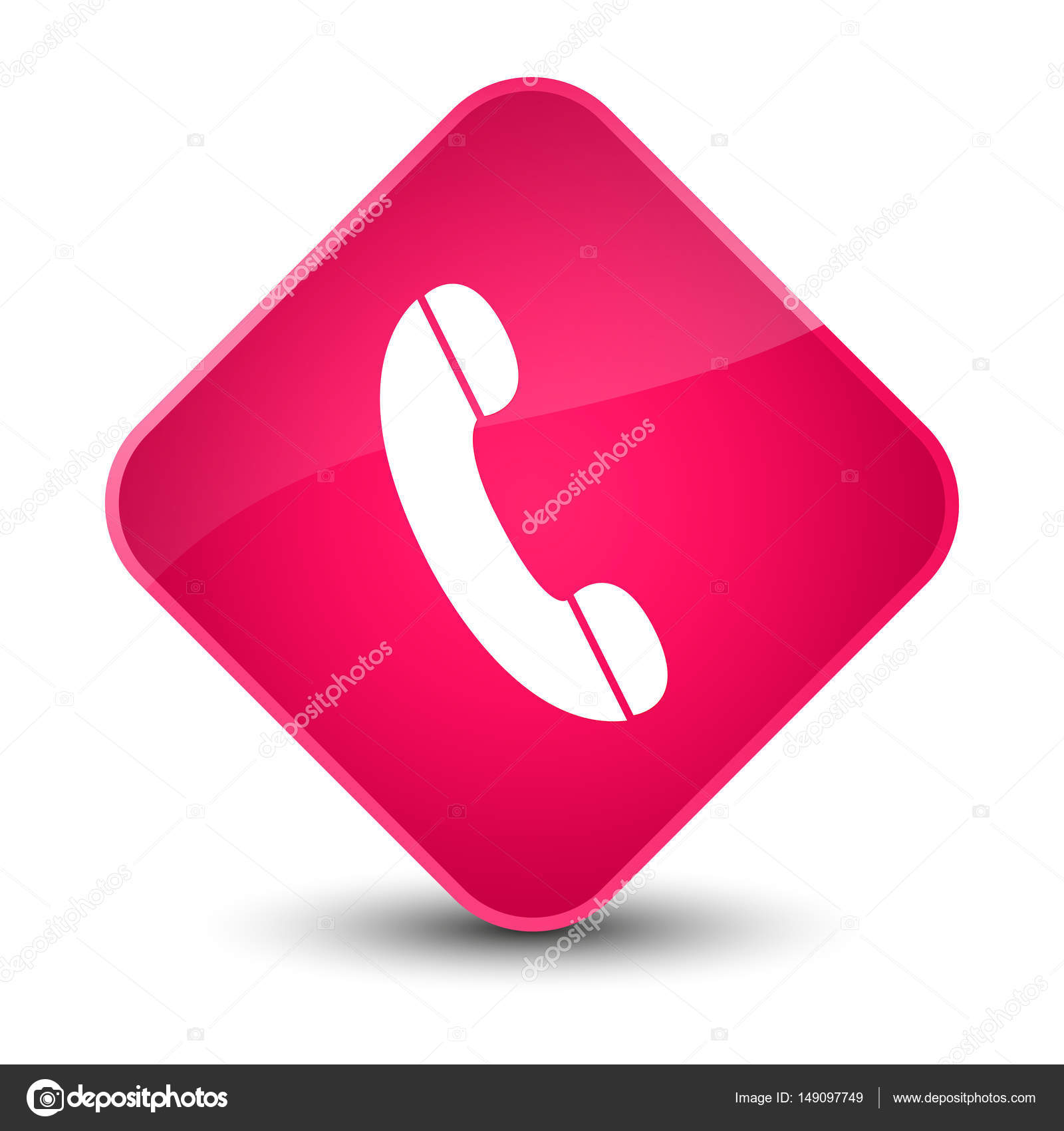Phone icon elegant pink diamond button — Stock Photo © FR_Design #149097749