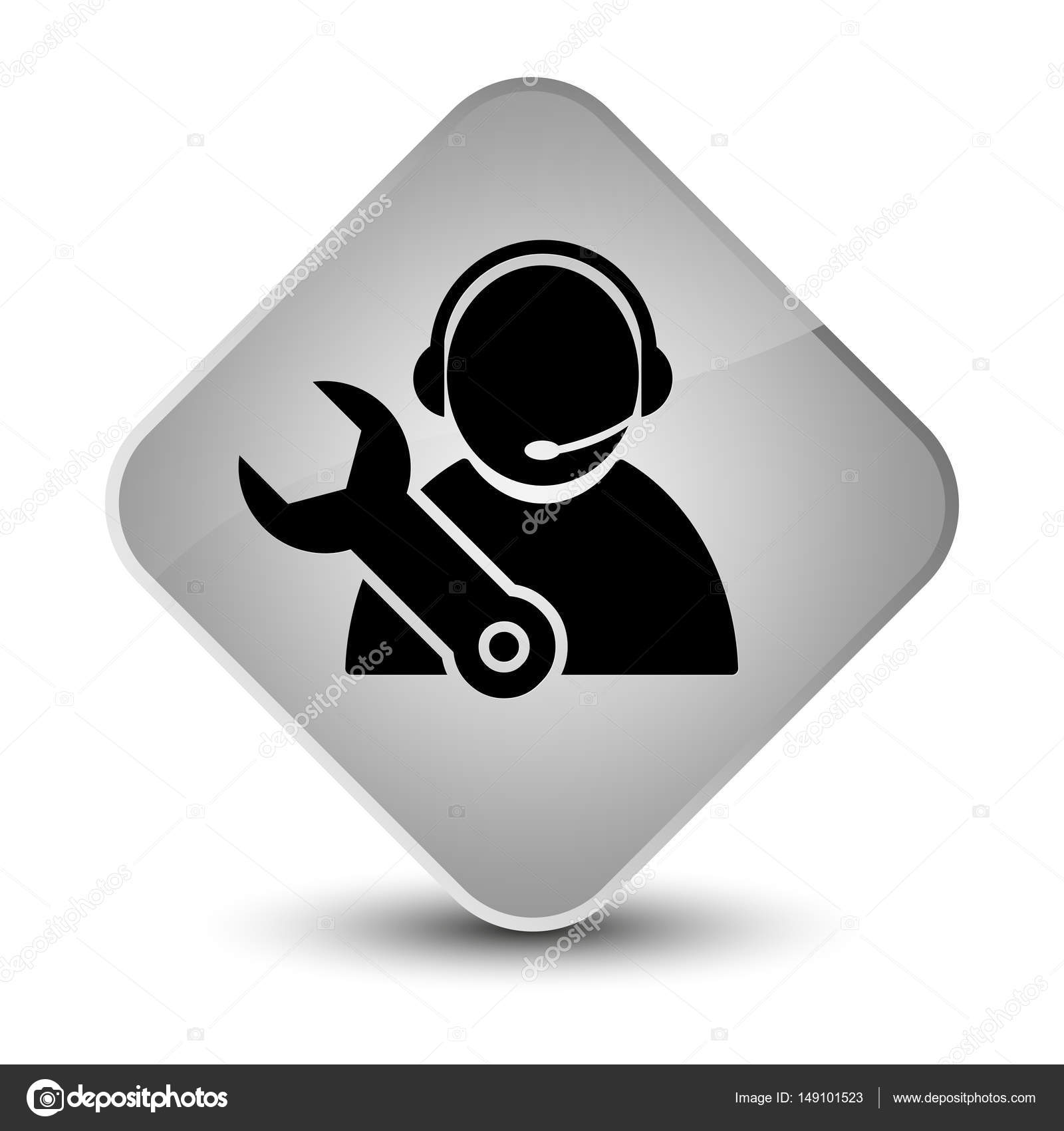 Tech support icon elegant white diamond button — Stock Photo © FR ...