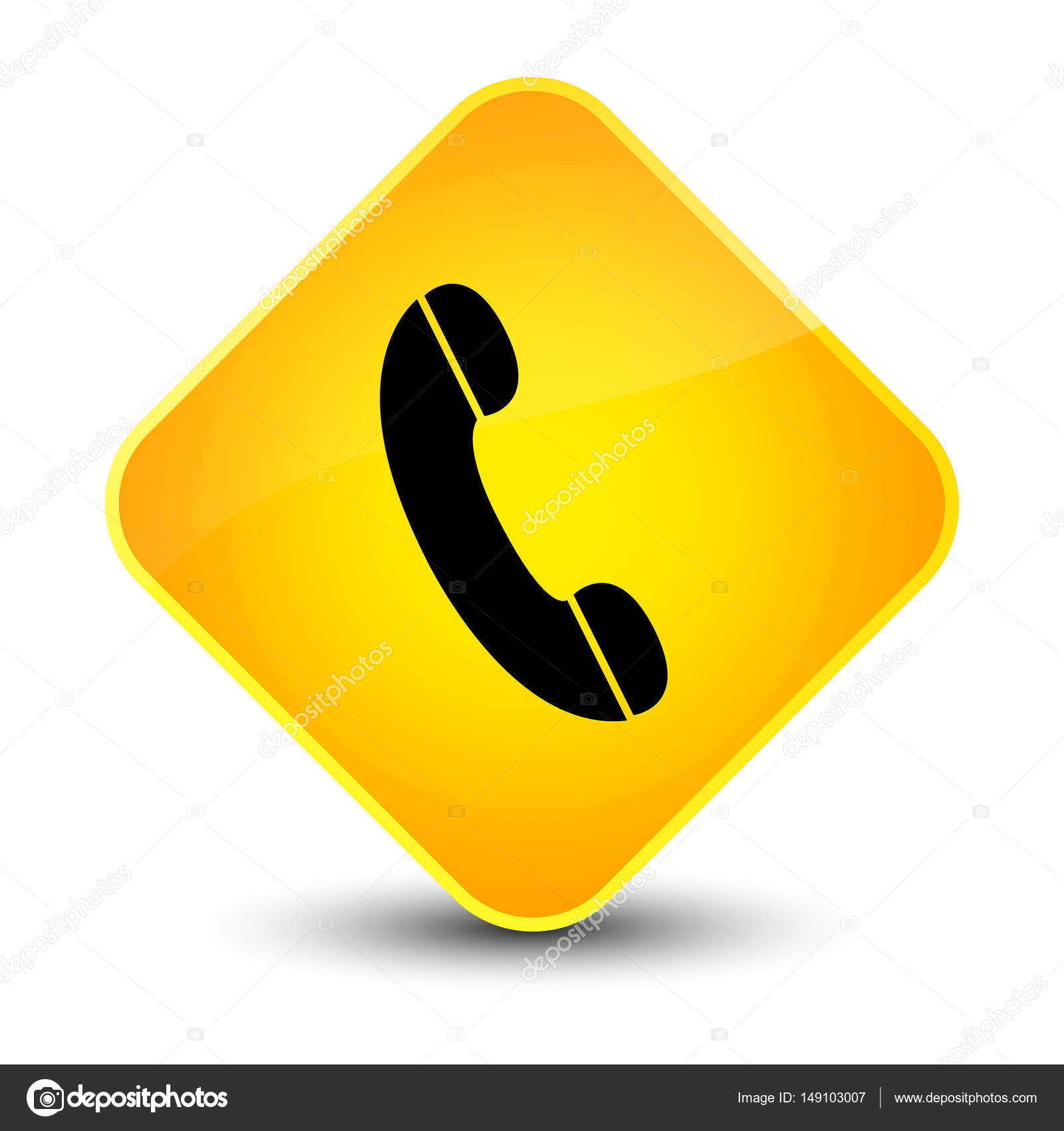 Phone icon elegant yellow diamond button — Stock Photo © FR_Design ...