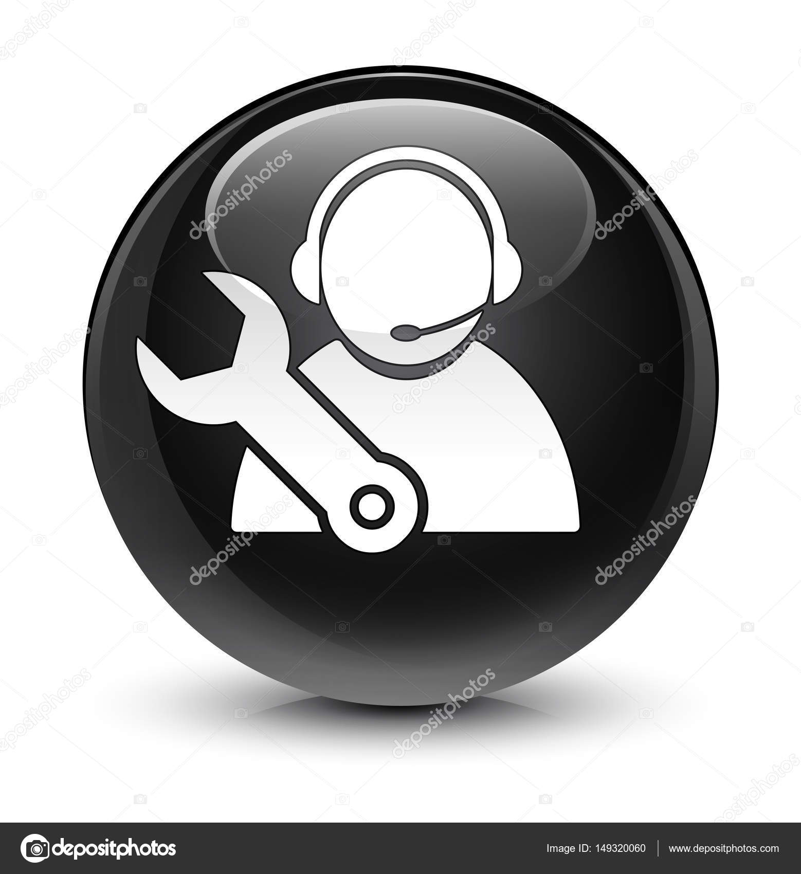 Tech support icon glassy black round button — Stock Photo © FR_Design ...