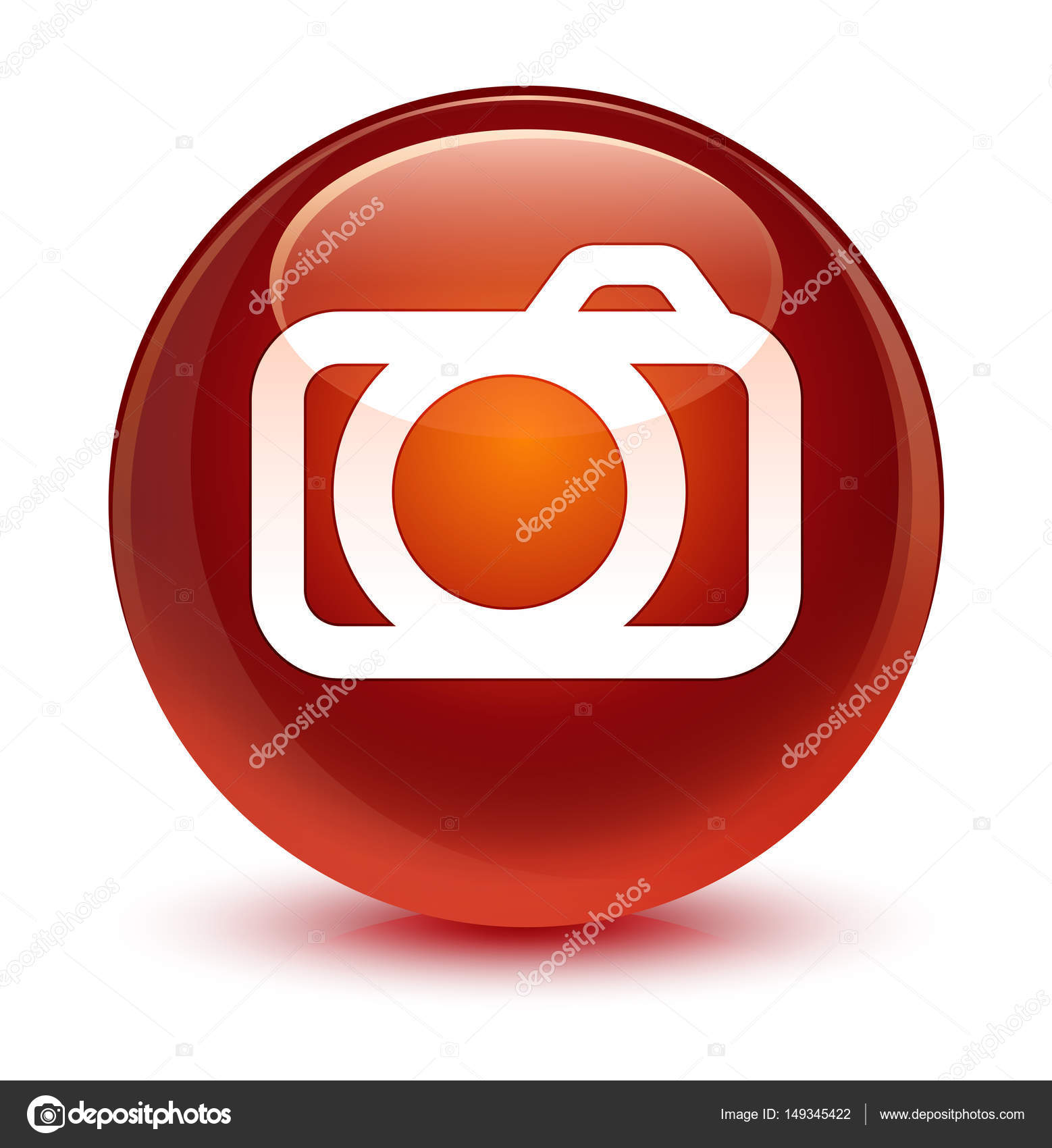 Camera icon glassy brown round button — Stock Photo © FR_Design #149345422