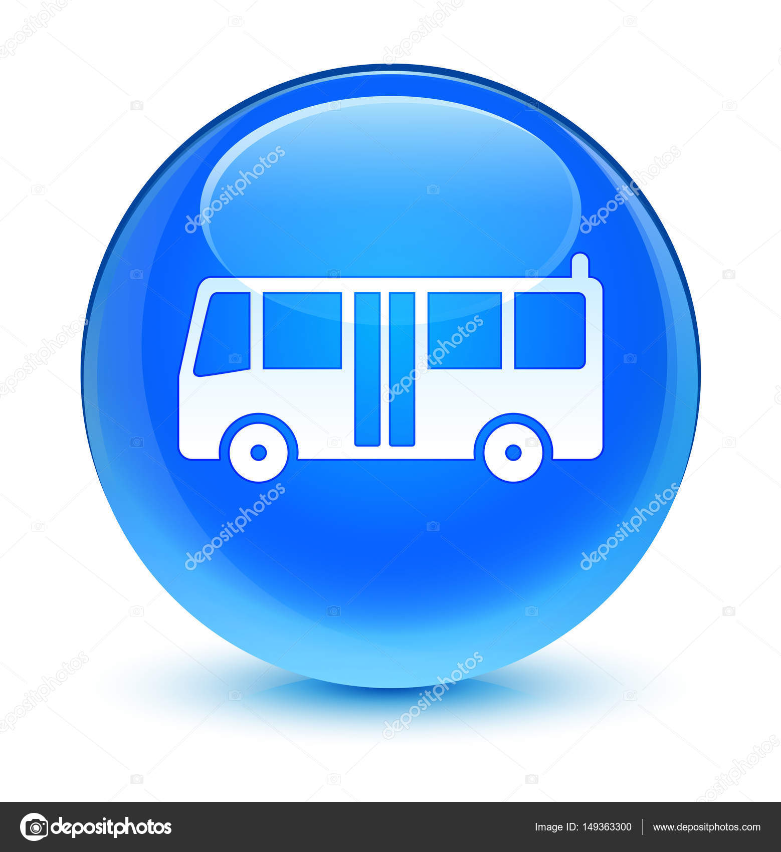 Bus icon glassy cyan blue round button — Stock Photo © FR_Design #149363300