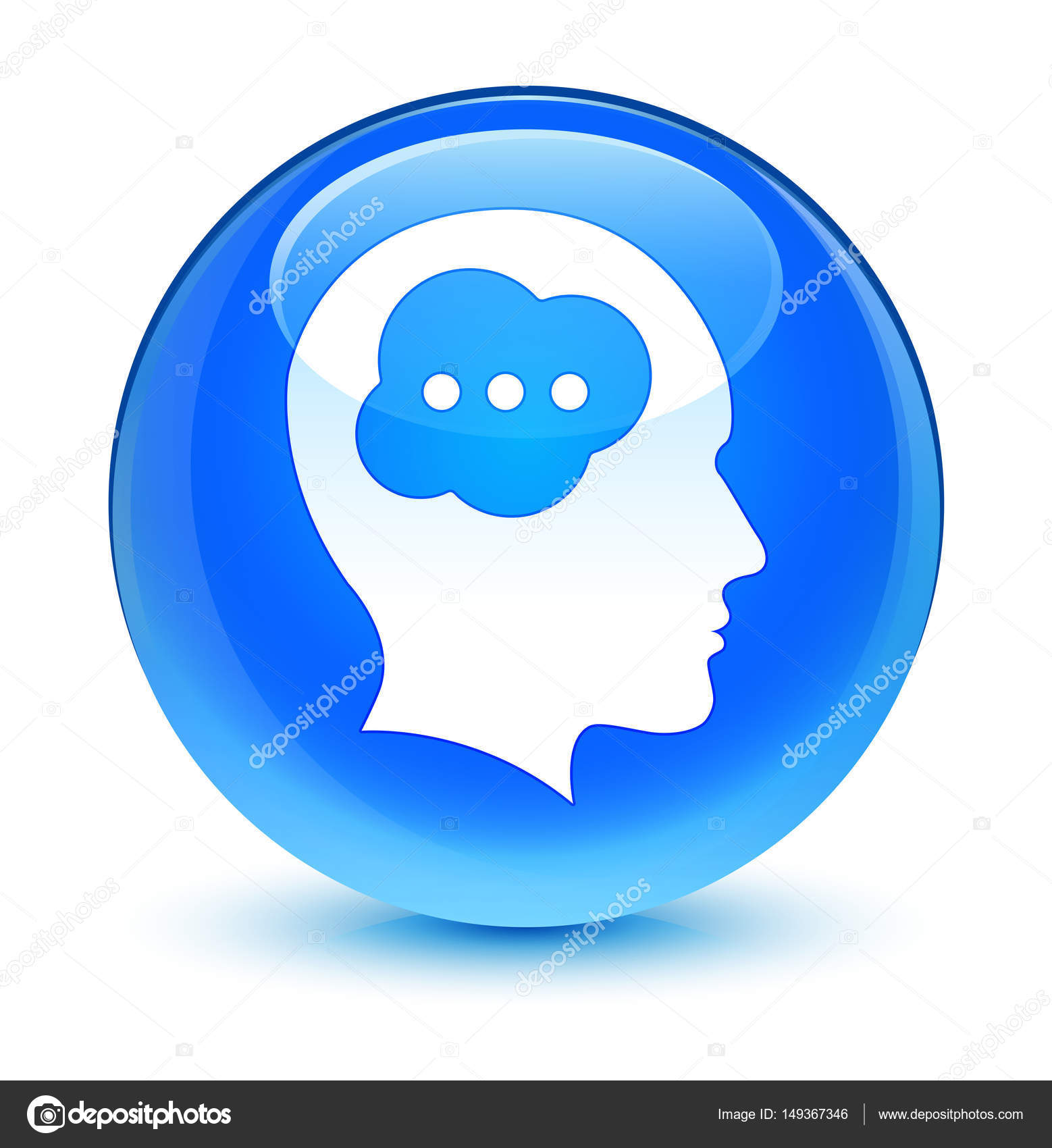 Brain head icon glassy cyan blue round button Stock Illustration by ©FR ...